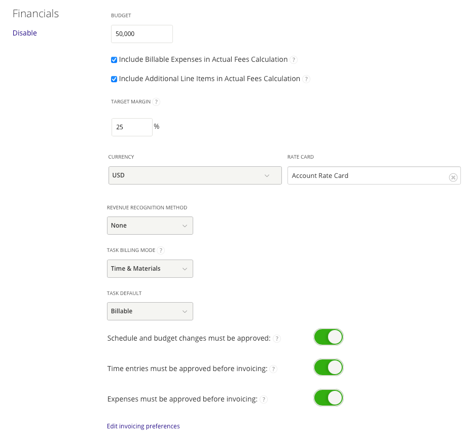Project Settings Overview – Kantata Knowledge Base