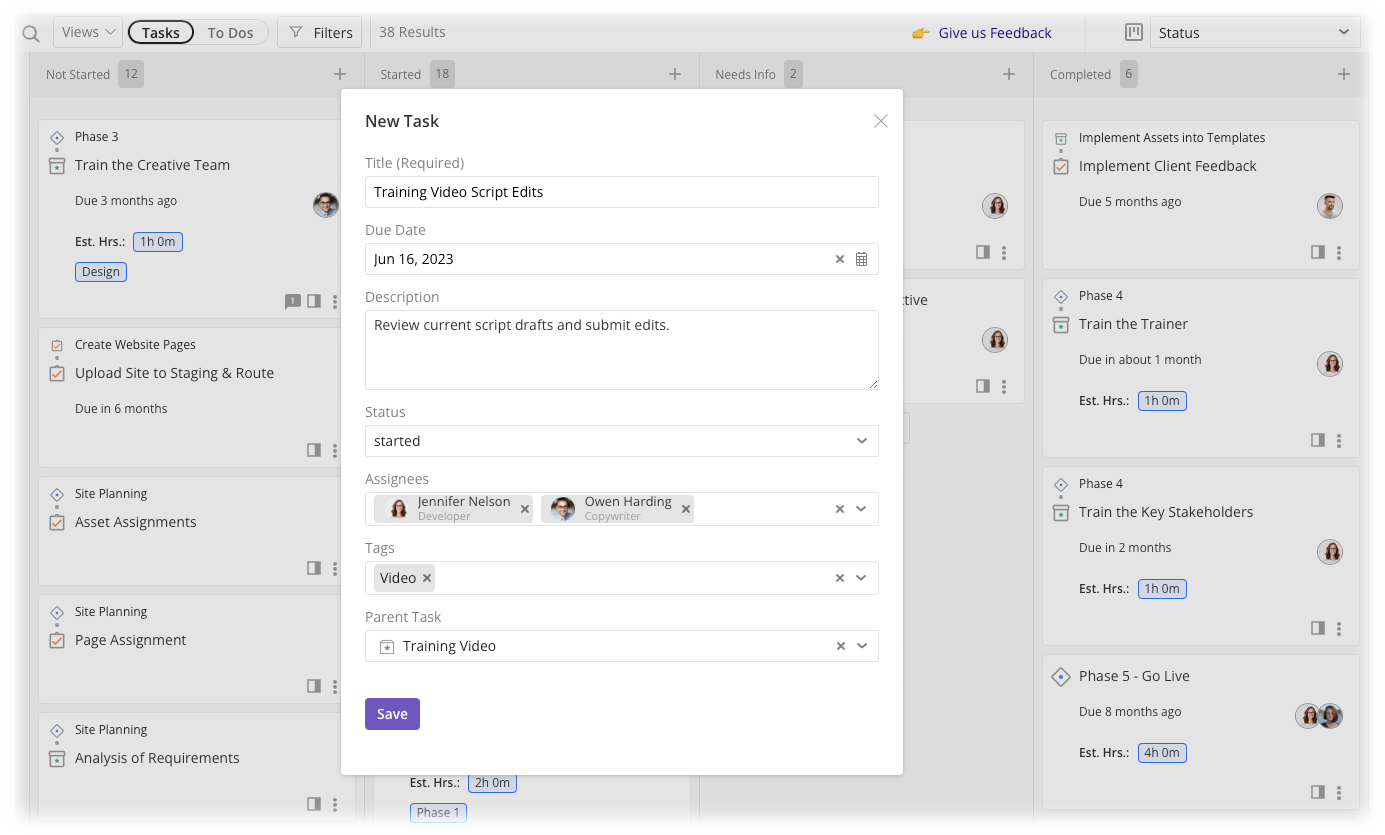 Tasks Board Overview – Kantata Knowledge Base