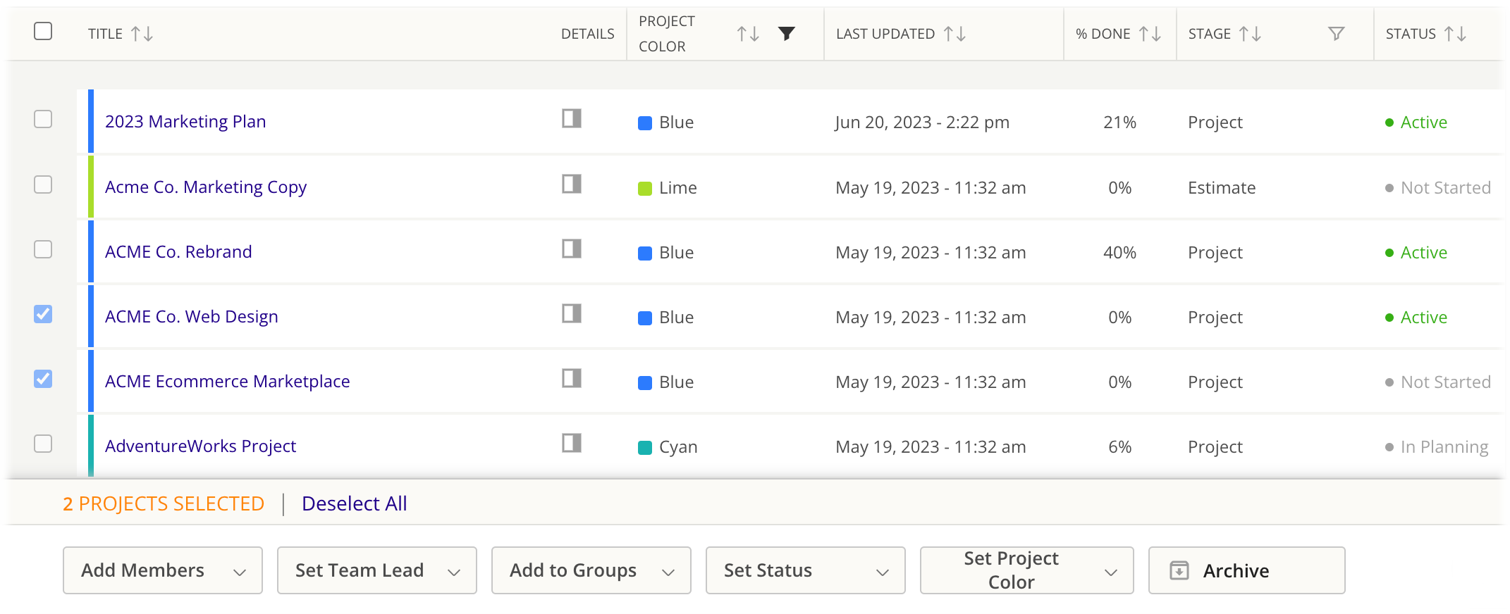 Project List Overview – Kantata Knowledge Base