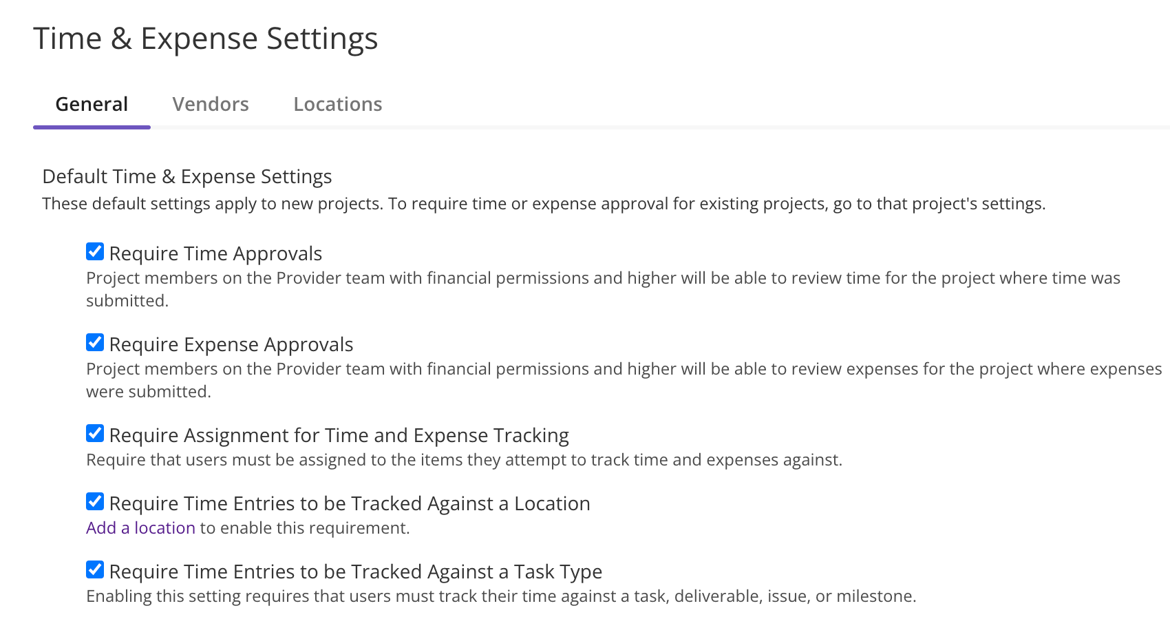 Time & Expense Settings – Kantata Knowledge Base