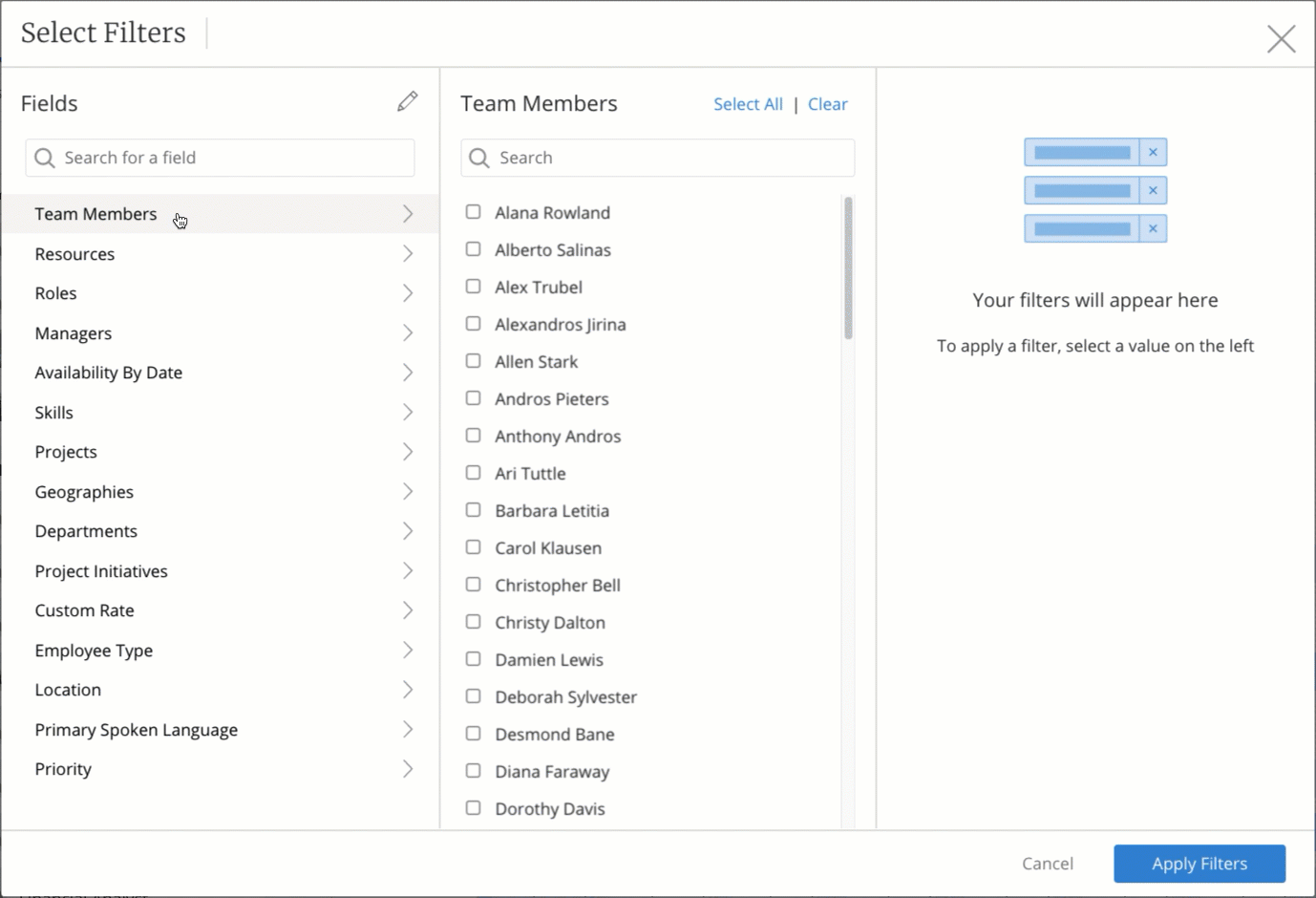 Resource Center Filters – Kantata Knowledge Base
