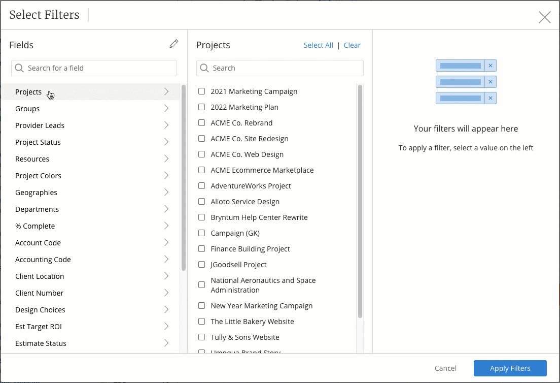Resource Center Filters – Kantata Knowledge Base
